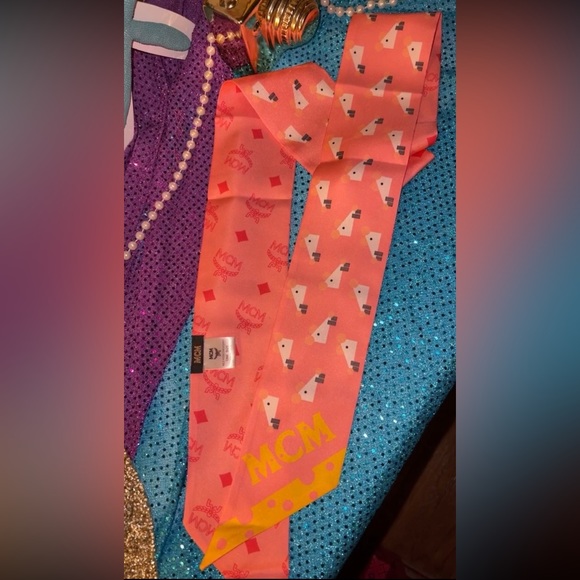 MCM | Accessories | Mcm Limited Edition Mouse With Cheese Silk Scarf ...